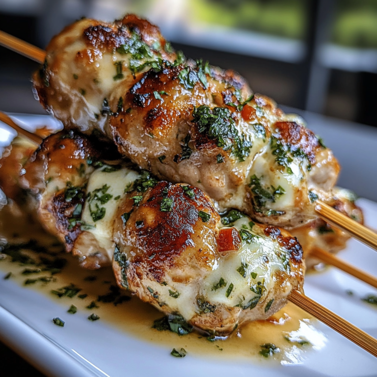 Tasty Garlic Mozzarella Chicken Bomb Skewers